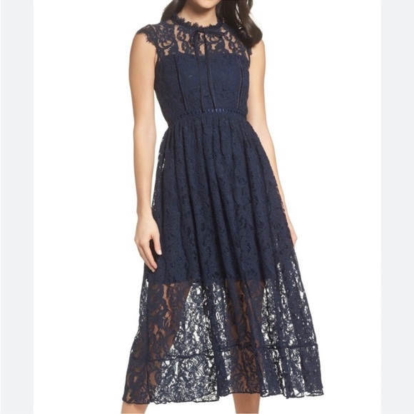 Chelsea28 | Dresses | Nwt Chelsea28 Navy Blue Lace Midi Dress | Poshmark